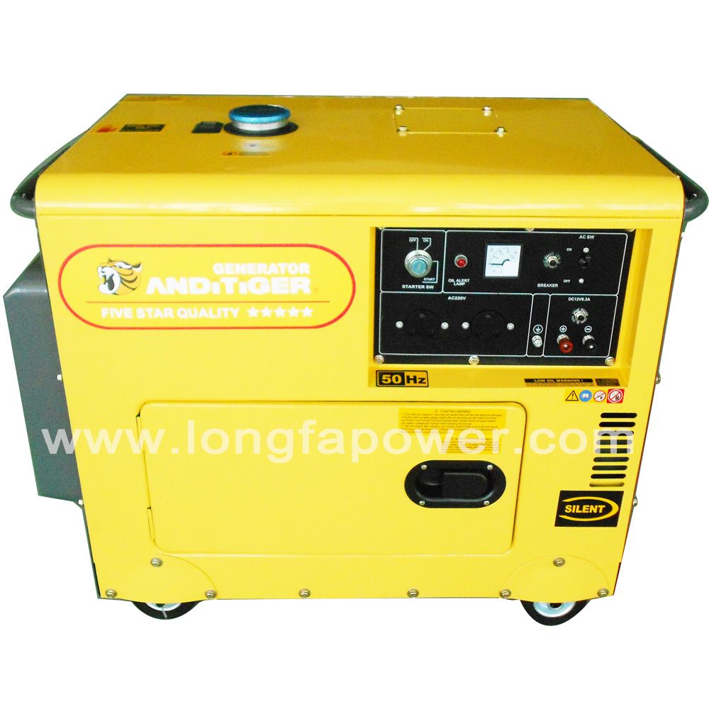 Yellow Colour Lonfa 6.5kVA Single Phase Silent Diesel Generator - China ...
